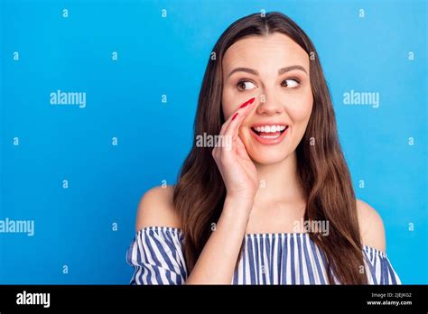 Photo Of Adorable Sweet Lady Wear Off Shoulders Clothes Arm Lips