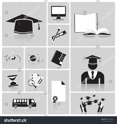 Education Graduation Icon Set Design Template Stock Vector Royalty