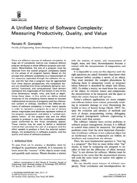 a unified metric of software complexity pdf programming computer