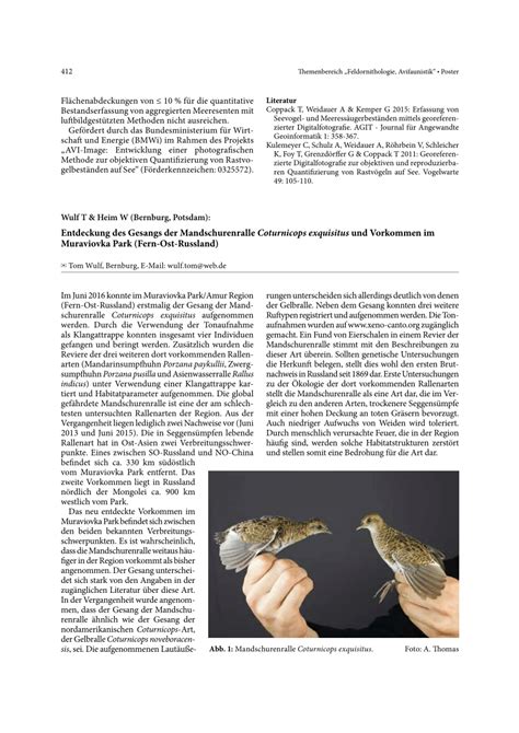 PDF Entdeckung Des Gesangs Der Mandschurenralle Coturnicops
