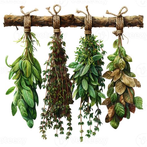 Bunches Of Fresh Herbs And Flowers Tied With String 46453695 Png