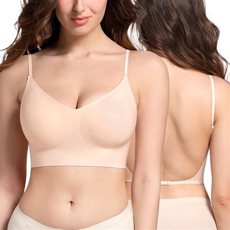 Exerin Womens Seamless Bras Wirefree Low Back Backless Comfort