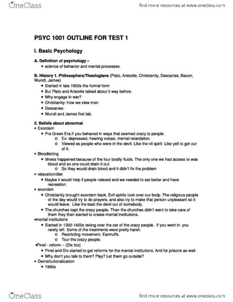 Psyc 1001 Final Cumulative Final Study Guide Aced The Test And Got 96
