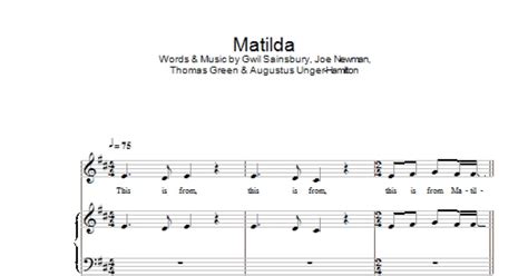 Matilda Piano Vocal And Guitar Chords Print Sheet Music Now