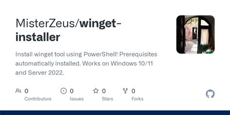 Github Misterzeuswinget Installer Install Winget Tool Using