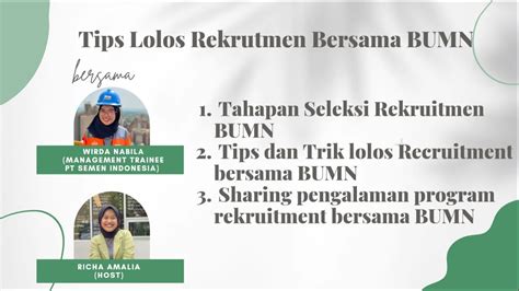 Tips Lolos Rekrutmen Bumn Youtube