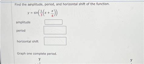 Find The Amplitude Period And Horizontal Shift Of