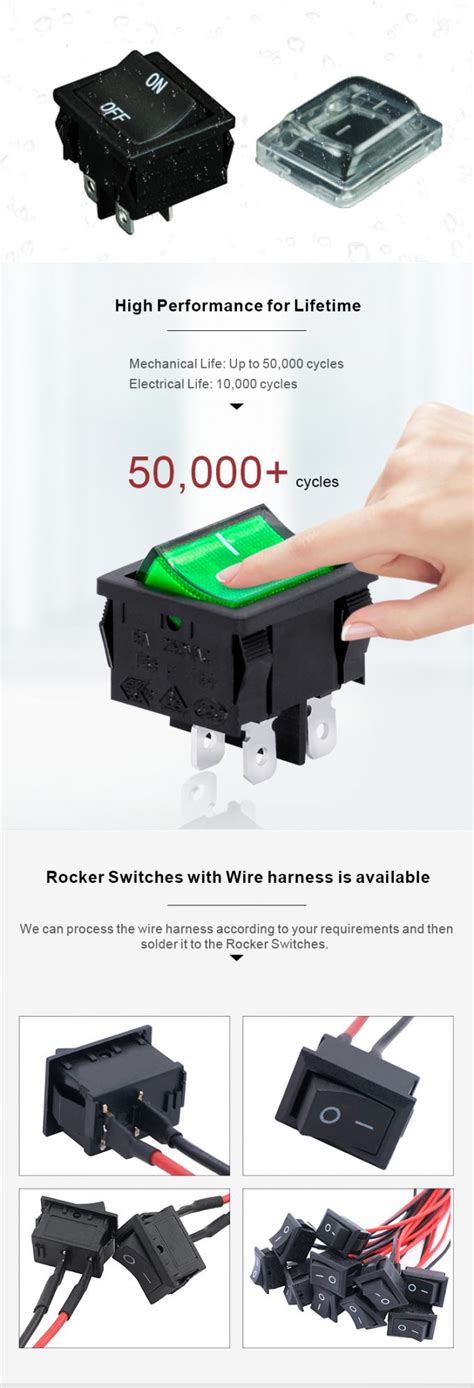 6a 250vac 10a 125vac Square Rocker Switch 4 Pin With Solder Terminal