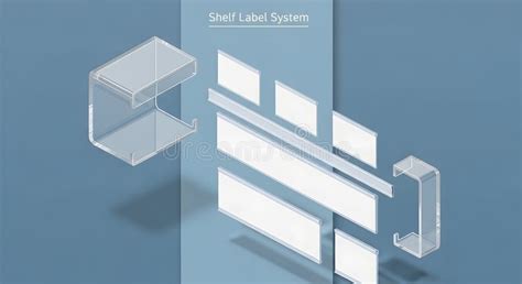 Shelf Label System Components Mockup Clear Acrylic Holders White Inserts And Tracks On A Soft