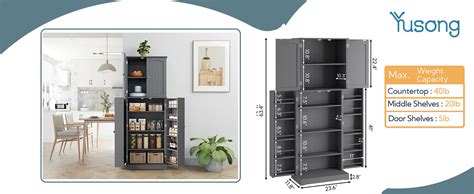 Yusong 64 Kitchen Storage Cabinet Tall Kitchen Pantry