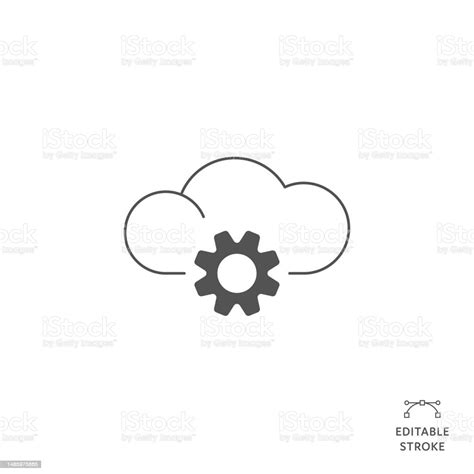 클라우드 설정 편집 가능한 스트로크가 있는 플랫 라인 아이콘 아이콘은 웹 디자인 모바일 앱 Ui Ux 및 Gui 디자인에 적합합니다 5g에 대한 스톡 벡터 아트 및 기타