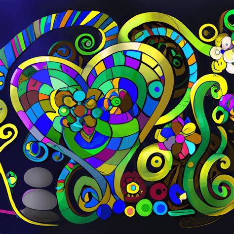 Doodle Zentangle Drawing In Stained Glass Style On A Dark Background · Creative Fabrica