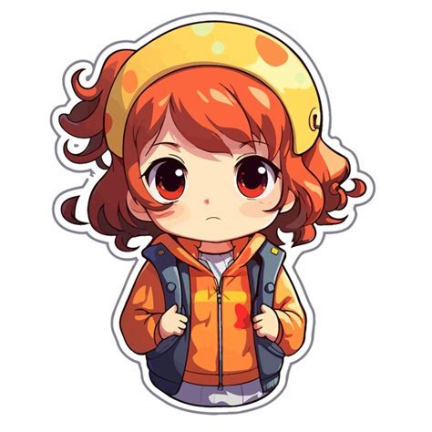 Chica Linda Con Pegatina Vector Premium