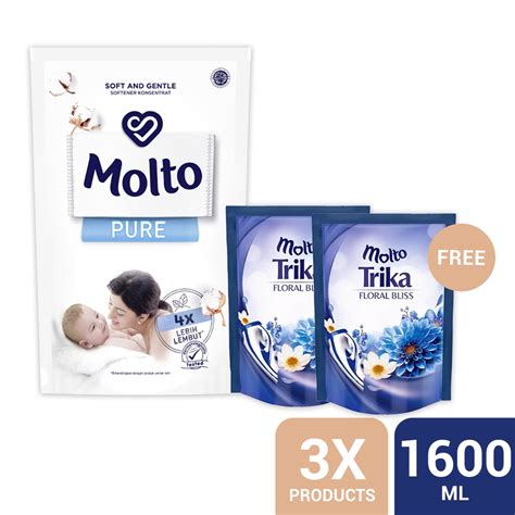 Jual Molto Pelembut Softener Dan Pewangi Pure 1600ml Free 2x Molto