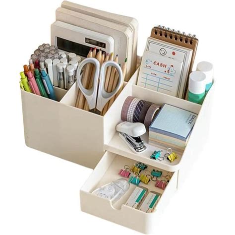 Organisateur De Bureau Avec Tiroir Grande Capacité Pot À Crayons