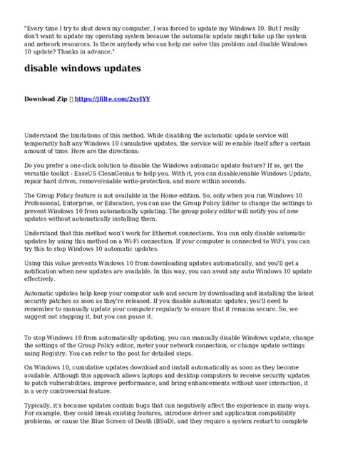 Fillable Online Why Does Windows 10 Force Update And Force Close All