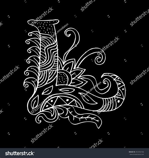 Zentangle Stylized Alphabet Lace Letter L Vector De Stock Libre De