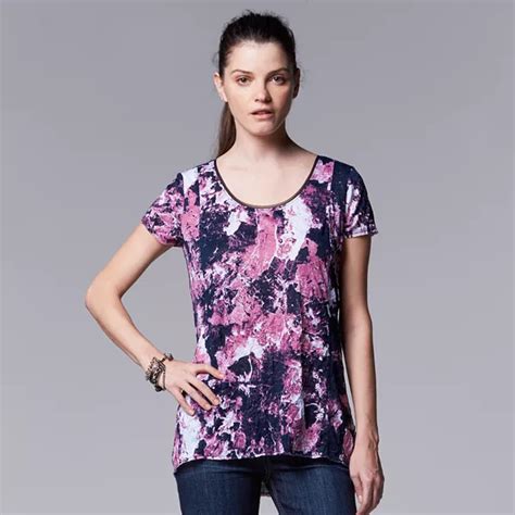 Womens Simply Vera Vera Wang Print Crinkle Tee