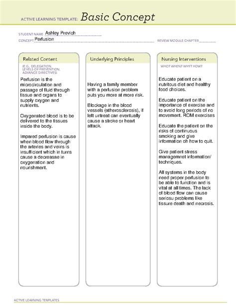 Basic Concept Perfusion Active Learning Templates Basic Concept
