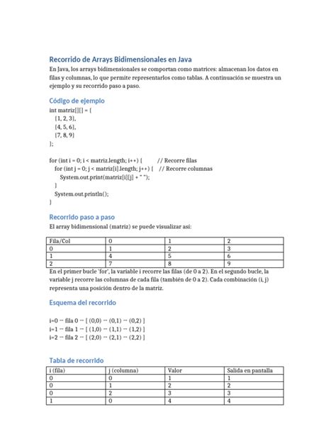 Array Bidimensional Pdf Programación De Computadoras Datos De