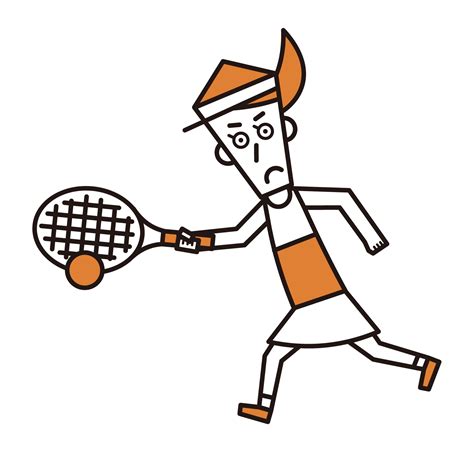 테니스 선수 여성가 공을 뒤로 치는 일러스트 무료 일러스트 소재집 Kukukeke