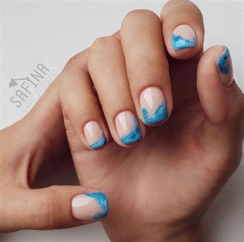 Морской френч Square Nail Designs Square Nails Chic Nail Designs