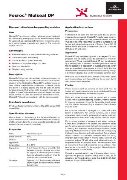 Mulseal Dp Technical Datasheet Fosroc International Limited Nbs Source