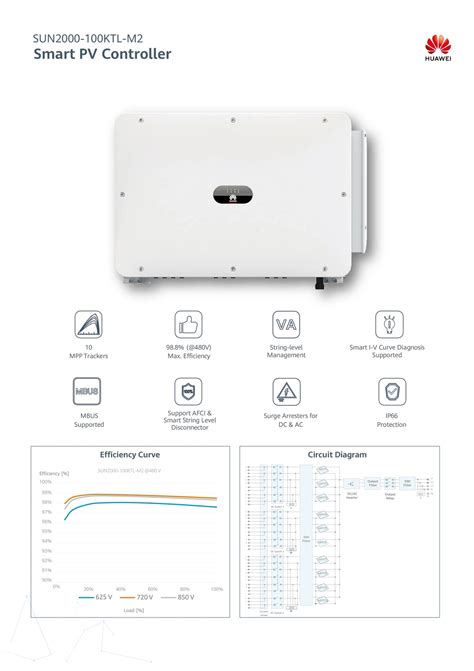Onduleur Triphasé Huawei Sun2000 100ktl M2 100kw Avec Afci Pour