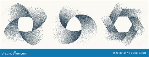 Gritty Vector Geometric Shapes Set Abstract Noisy Grit Infinite Swirl