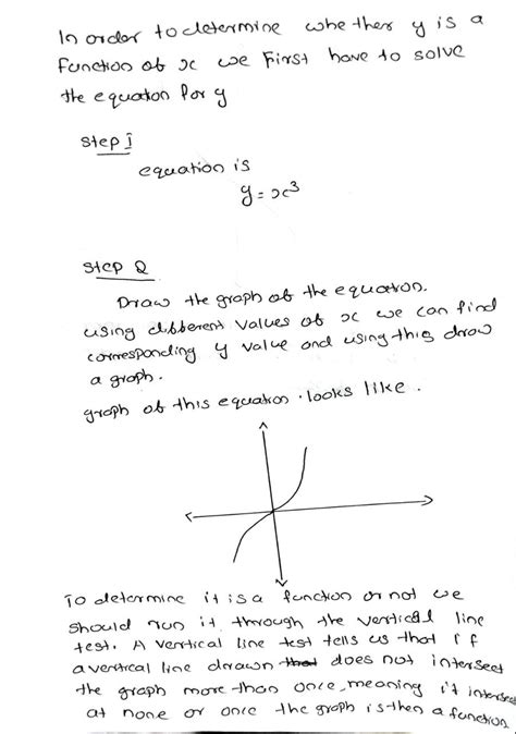 [Solved] y=x^3 determine whether the equation defines y as a function of x. | Course Hero
