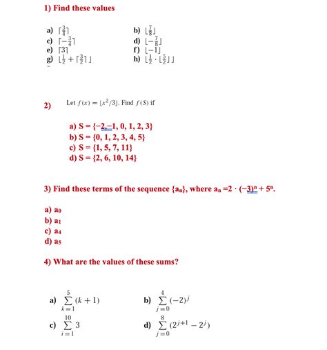 Solved 1 Find These Values A ⌈43⌉ C ⌈−43⌉ B ⌊87⌋ E ⌈3⌉