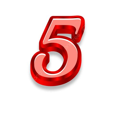 3d Shiny Number Five 5 With Transparent Baground Vector 3d Shiny