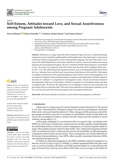 Pdf Self Esteem Attitudes Toward Love And Sexual Assertiveness