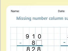 Missing Number Column Subtraction Teaching Resources