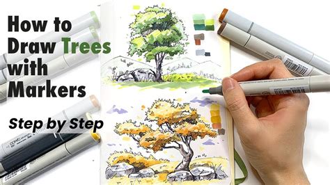 How To Draw Trees With Pen And Markers Tutorial