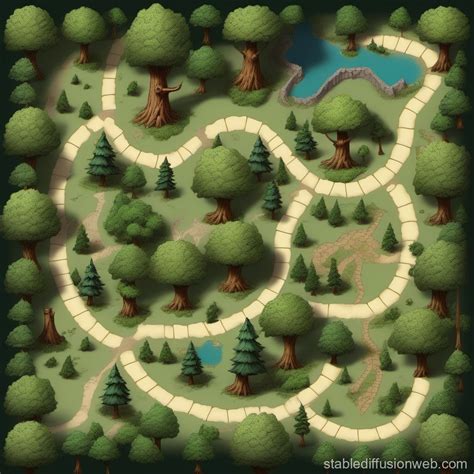Large DND Forest Battle Map With 20 Paths Stable Diffusion Online