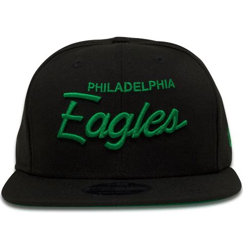 Philadelphia Eagles Retro Script Black 9fifty Snapback Hat Cap Swag