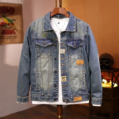 Spring And Autumn Retro Denim Jacket Mens Trendy Brand Handsome Slim Jacket Washed Nostalgia