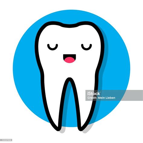 웃는 하얀 치아의 만화 플랫 일러스트레이션 귀여운 아기 카와이 치아 벡터 일러스트 레이 션 가공의 인물에 대한 스톡 벡터 아트 및 기타 이미지 Istock