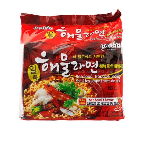 韩国paldo御膳章鱼海鲜风味拉面5包装600gpaldo Spicy Seafood Noodle Soup 5pk 600g