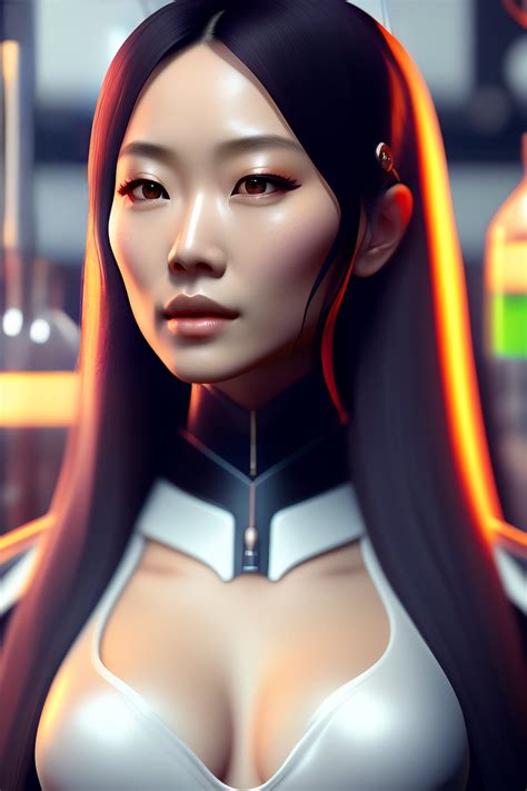 Lexica Digital Illustration Of AI Humanoid Girl Pretty Full