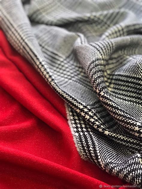 Красный твид в компаньоне с клетчатой гусиной лапкой в интернет магазине на Ярмарке Мастеров