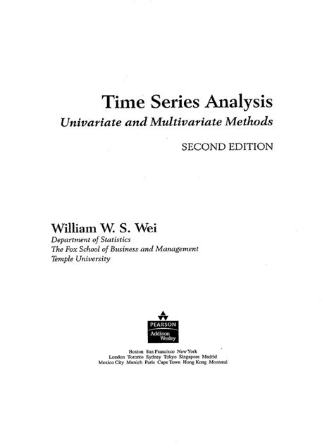 Time Series Analysis Univariate And Multivariate Methods By William