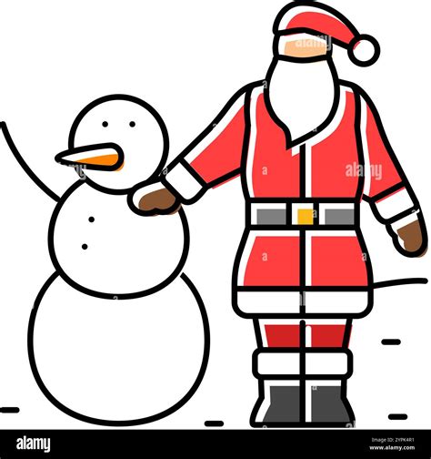 Santa Claus Christmas Tree Color Icon Vector Illustration Stock Vector
