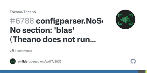 configparser nosectionerror no section blas theano does not run