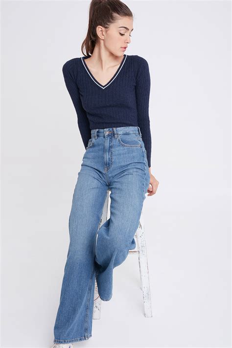 V Neck Cable Knit Sweater Collection 2019