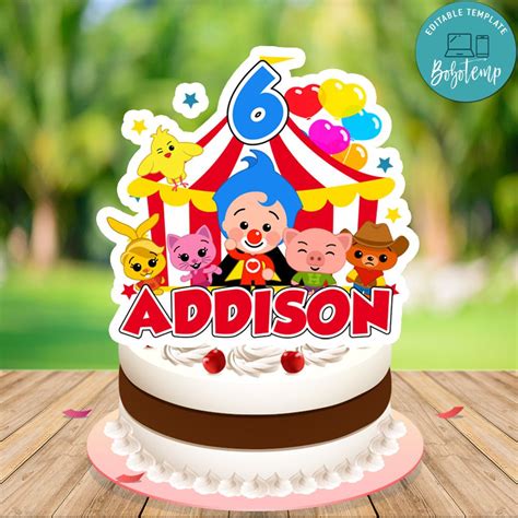 Plim Plim Birthday Cake Topper Template Printable DIY Bobotemp