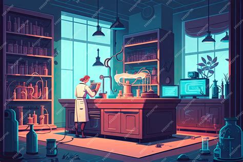 Premium Photo Chemistry Laboratory Interior With Computer And