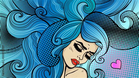 Cartoon Pop Art Hand Drawn Illustration Of A Woman Vector Art