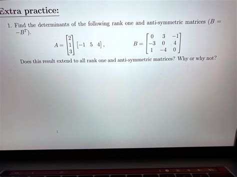 Solved Extra Practice Find The Determinants Of The Following Rank One